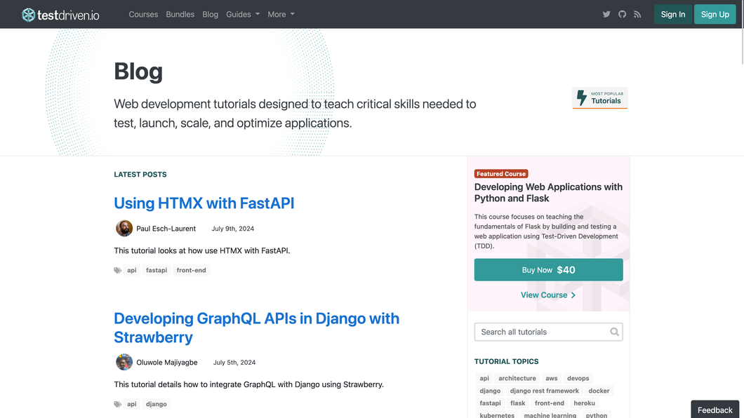 HTMX + FastAPI on TestDriven.io - Paul's Weblog HTMX + FastAPI on TestDriven.io - Paul's Weblog